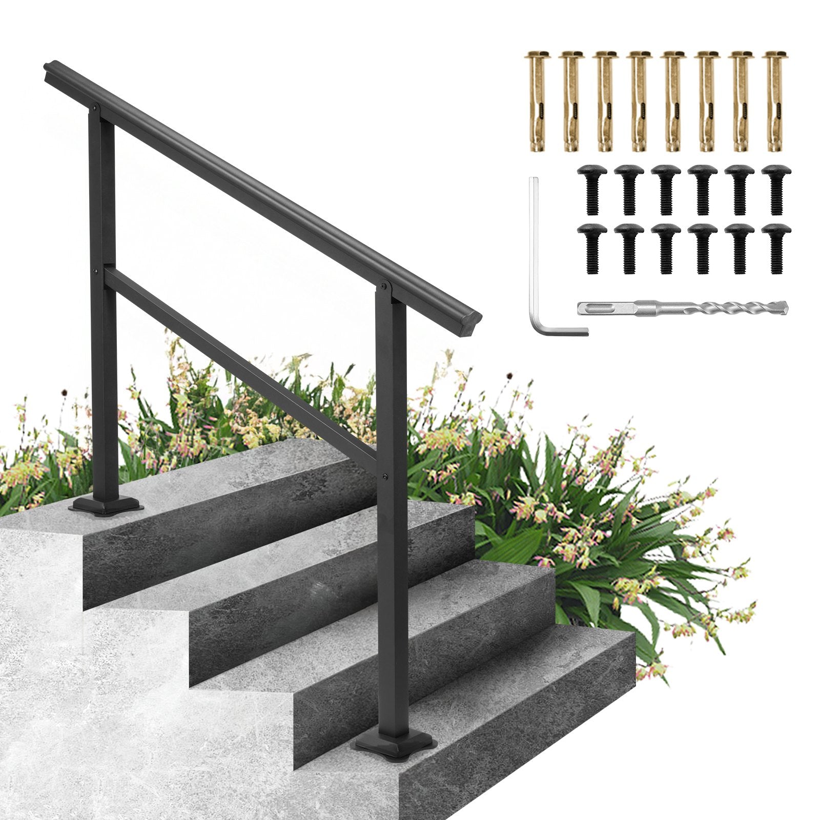 VEVOR Handrail Outdoor Stairs 48 X 35.5 Inch Outdoor Handrail Outdoor ...