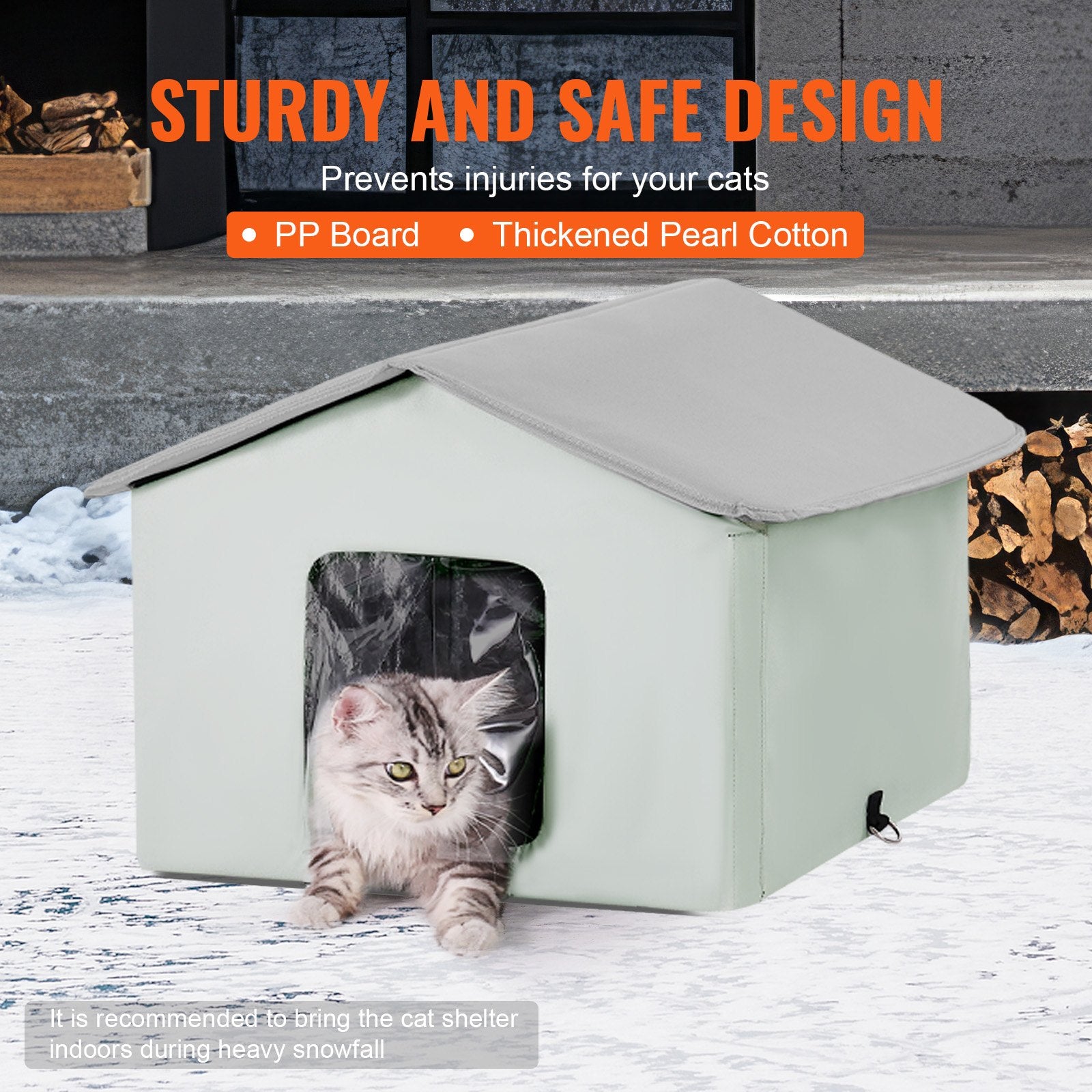 VEVOR Heated Cat House, Outdoor Kitty Shelter with Adjustable Temperat ...